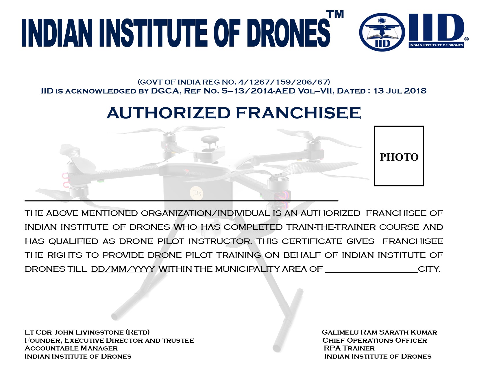 Certifications - Indian Institute of Drones | Certified Instructors