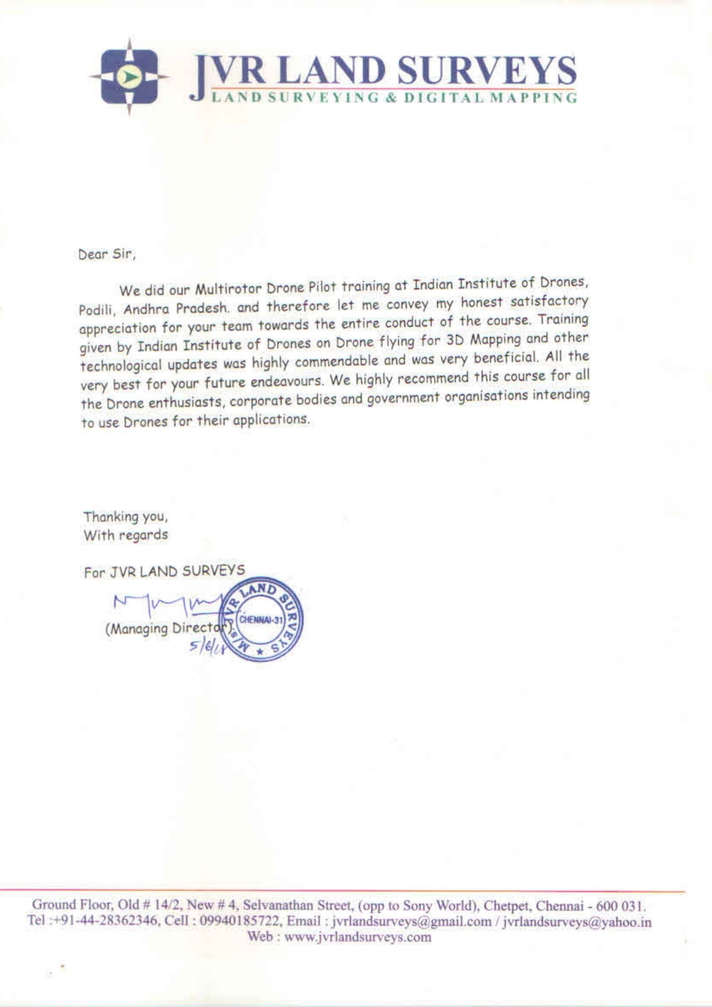 Satisfactory Letters - Indian Institute of Drones | Testimonials by ...